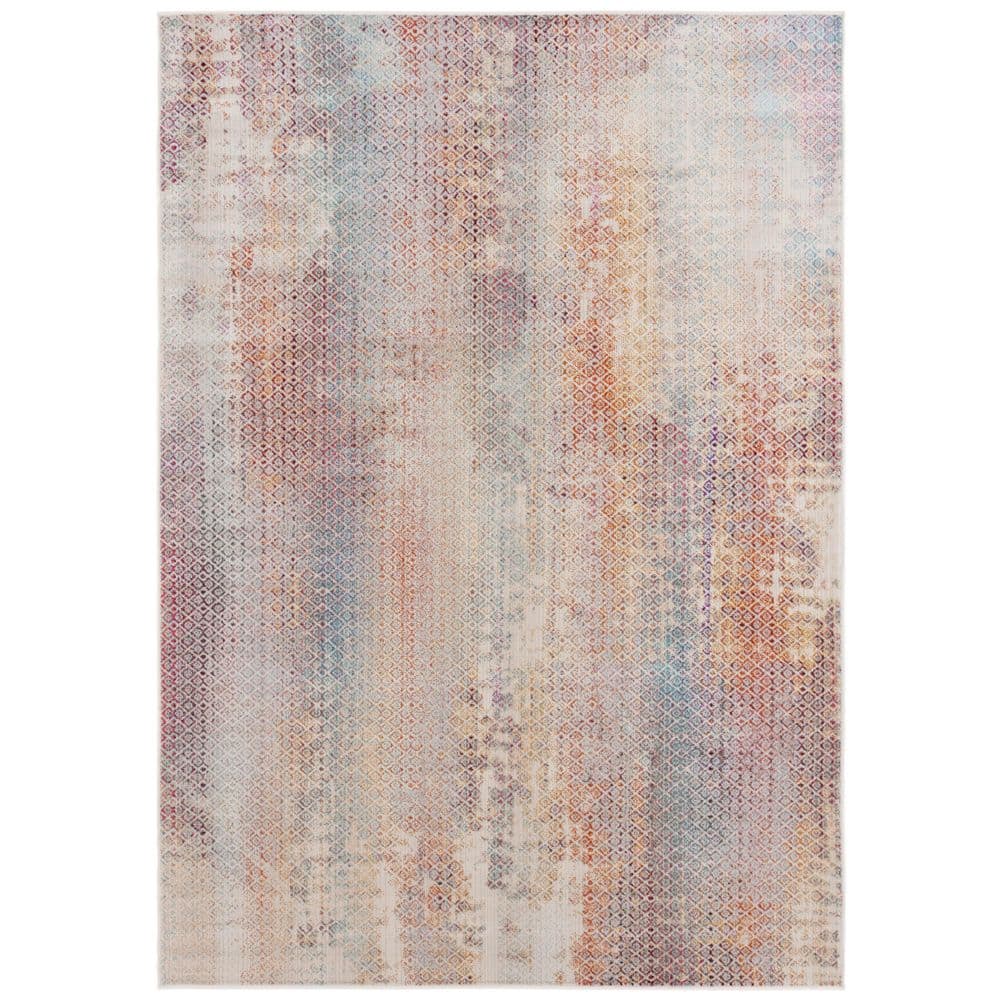 SAFAVIEH Rainbow Navy/Rust Gold 8 ft. x 10 ft. Distressed Diamonds ...