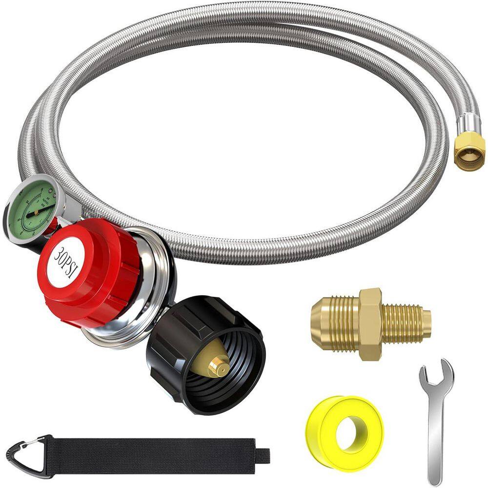 Lukvuzo 5FT Adjustable High Pressure Propane Regulator with Gauge 0-60 ...