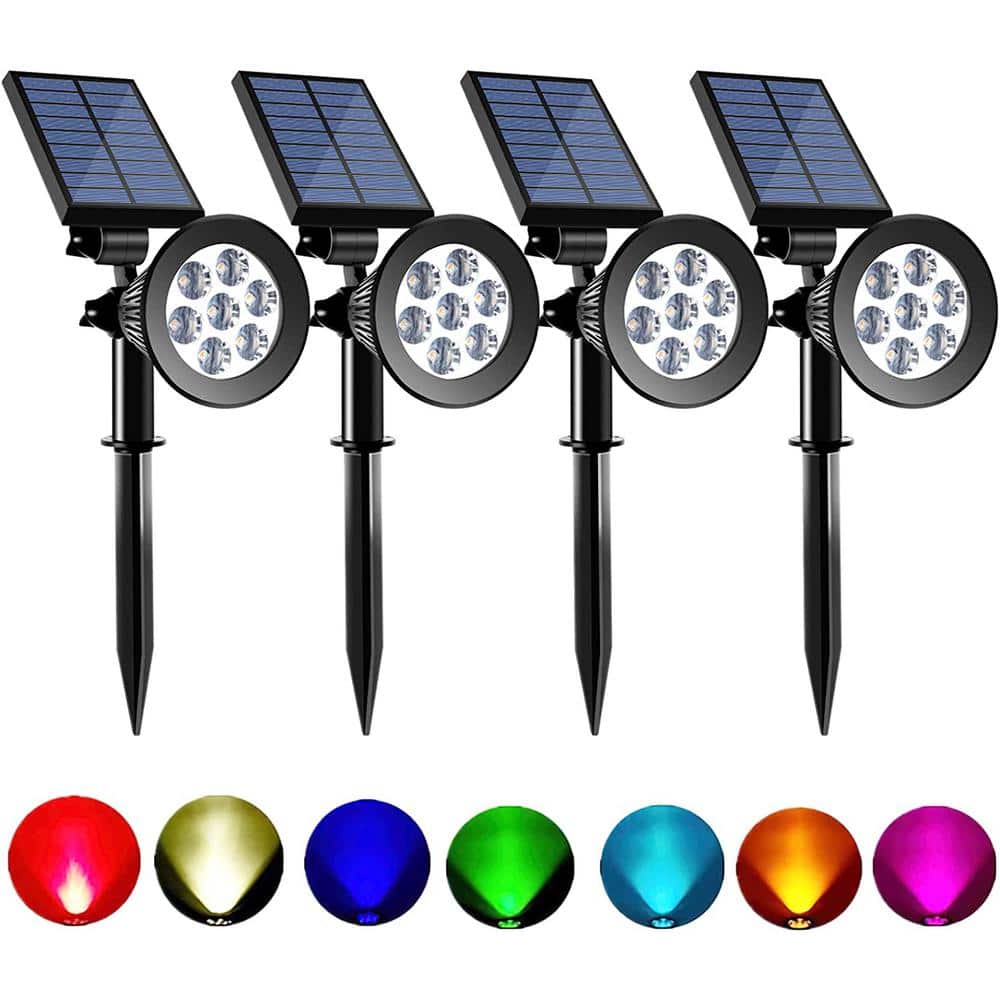 Cubilan Solar Spot Lights Outdoor Garden Changing and Fixed Color (4 ...