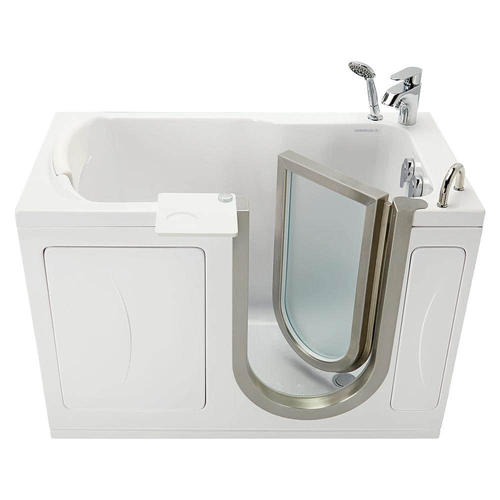 Ella Petite 52 in. x 28 in. Acrylic Walk-In Soaking Bathtub in White ...