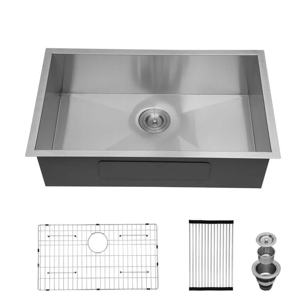 RAINLEX 30 in. L x 18 in. W Undermount Single Bowl 18-Gauge Stainless ...