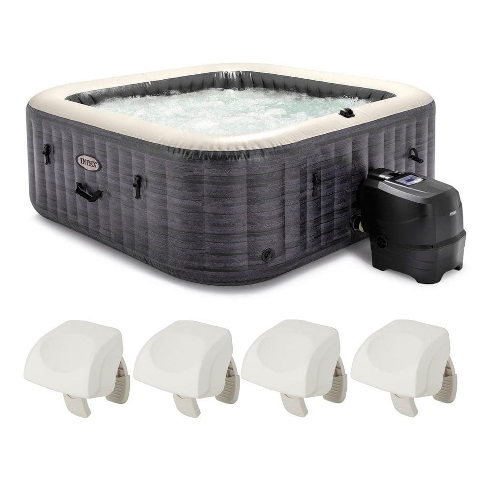 Intex 94 in. x 28 in. PureSpa Plus 6-Person 140 Jets Greystone ...