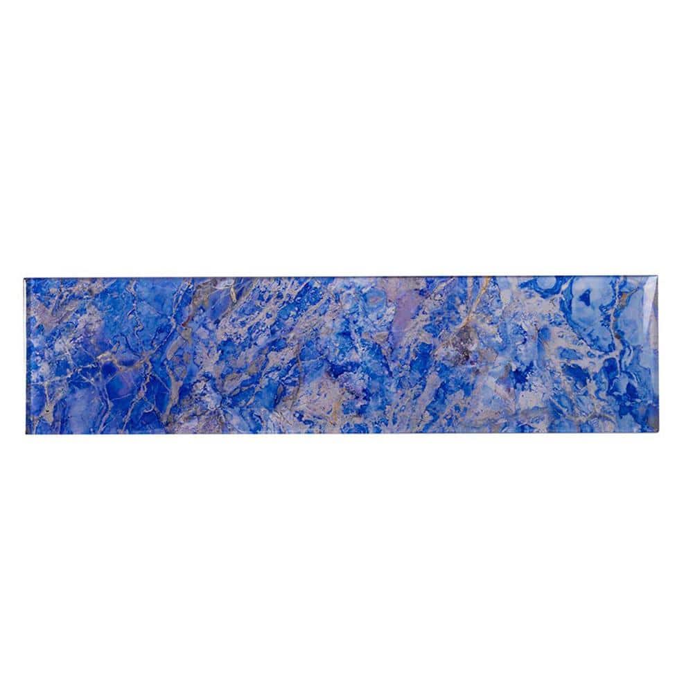 Apollo Tile Carnelian 3 in. x 12 in. Glossy Cobalt Blue Glass Subway ...