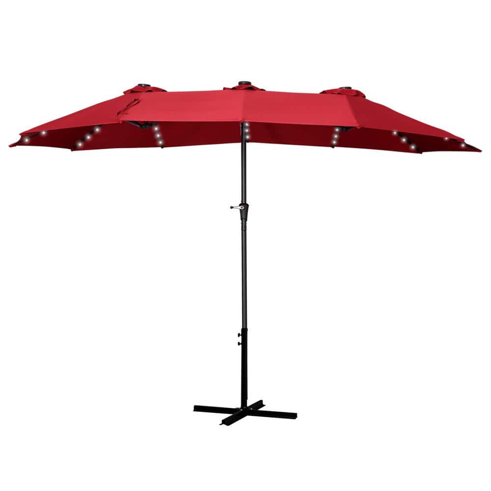 OVASTLKUY 15 ft. Market Double-Sided Crank Rectangle Patio Umbrella ...