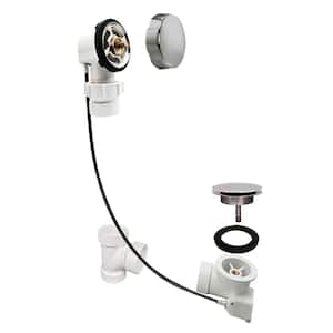 Westbrass 45 in. Cable Drive Bath Drain with Rotary Overflow Cover on a ...