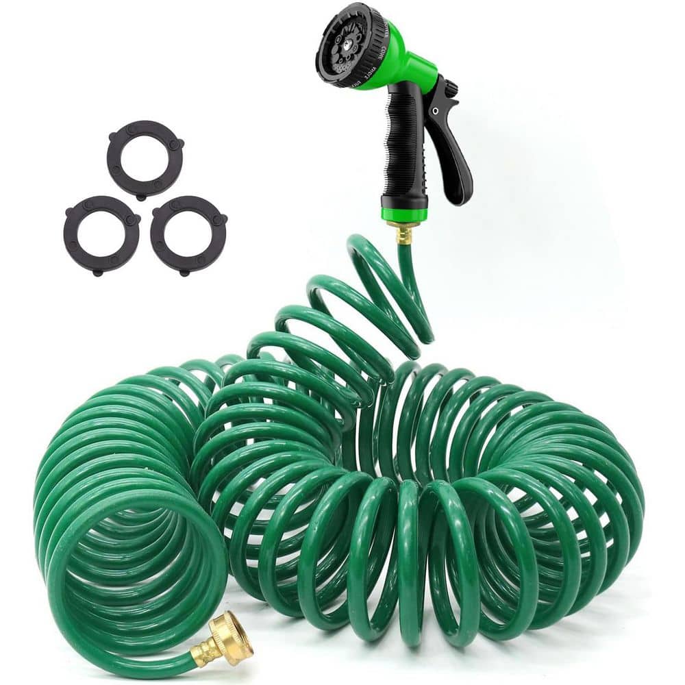 GardenJoy 3/4 in. x 50 ft. Standard-Duty Coil Garden Hose with 10 ...