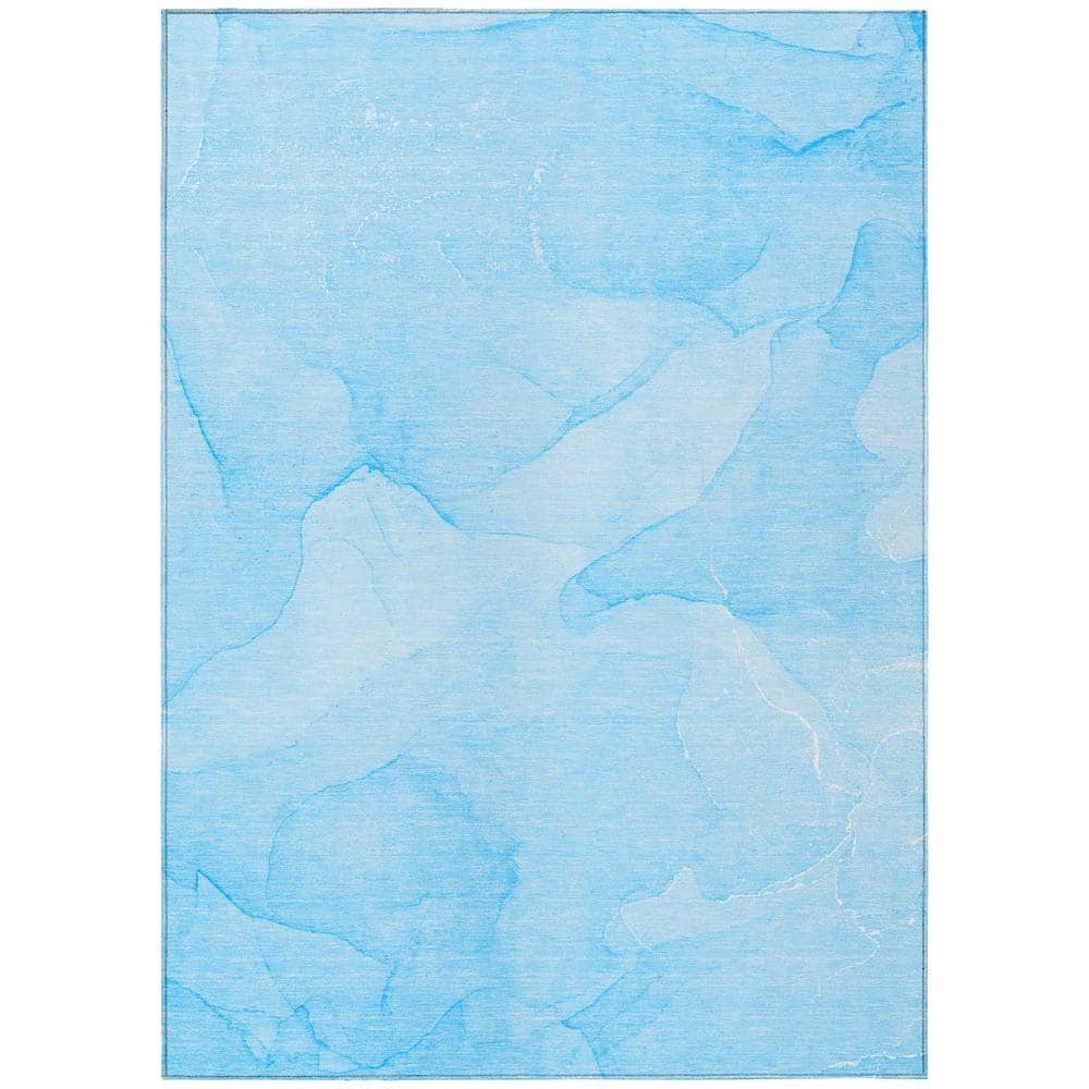 HomeRoots Blue 3 ft. x 5 ft. Abstract Indoor / Outdoor Area Rug ...