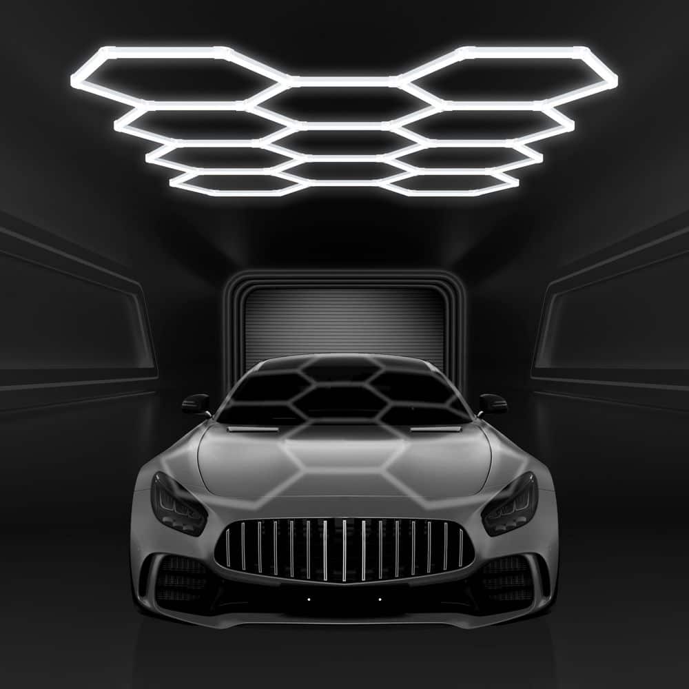 Adewalk 1.5 ft. 6500K Integrated LED White Strip Light Fixture 57200 LM Hexagon Garage Light (11 ...