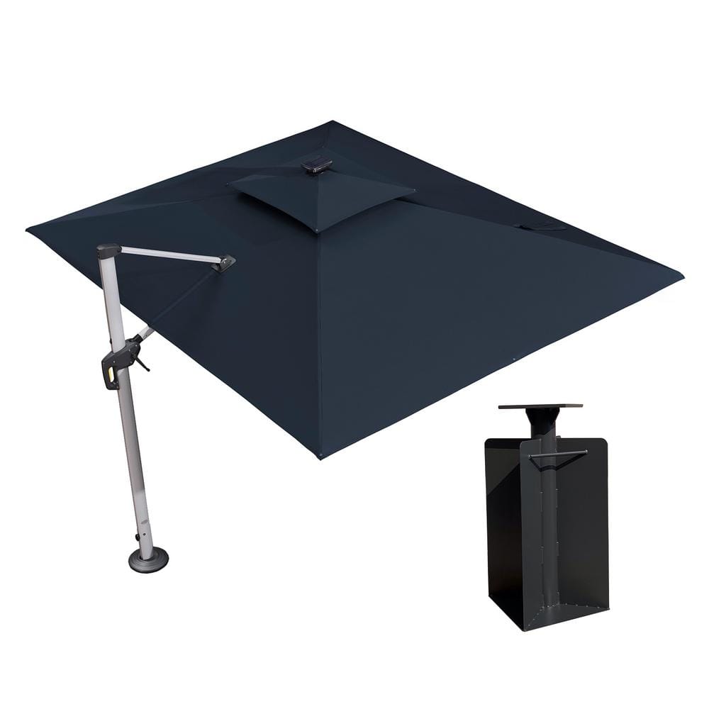 PURPLE LEAF 9 ft. x 12 ft. Aluminum Solar Powered LED Patio Cantilever ...