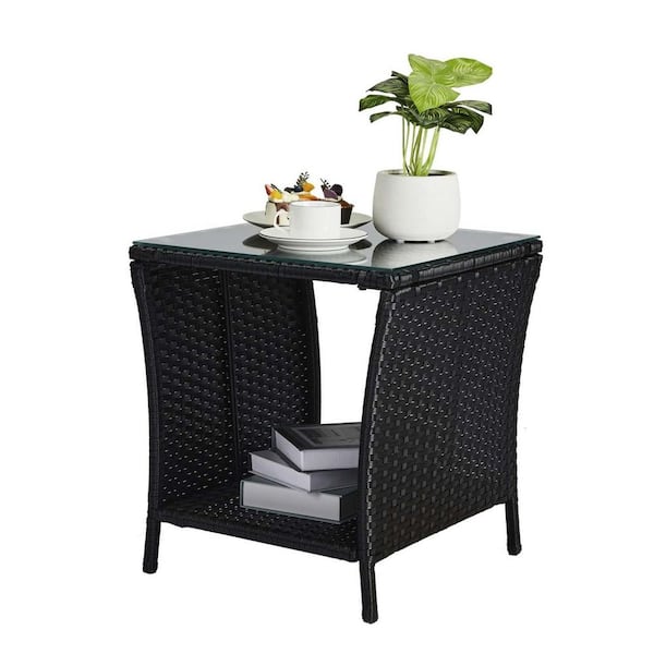 Outdoor Wicker Side Table Patio Side Tables for Outside PUC4HSFG - The ...