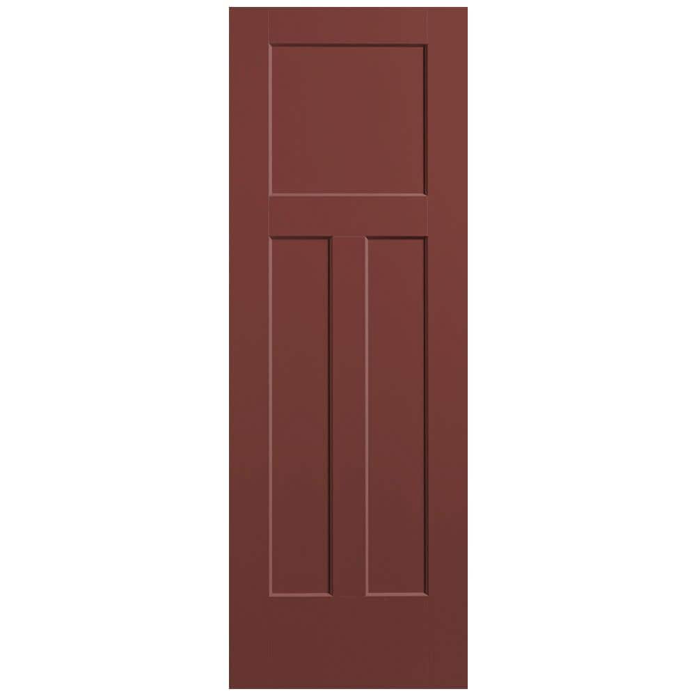 Masonite 28 in. x 80 in. 3-Panel Winslow Single Bore Solid Core Red ...