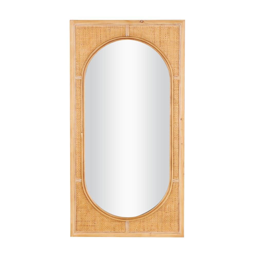 Litton Lane 42 in. x 22 in. Rectangle Framed Brown Wall Mirror with ...