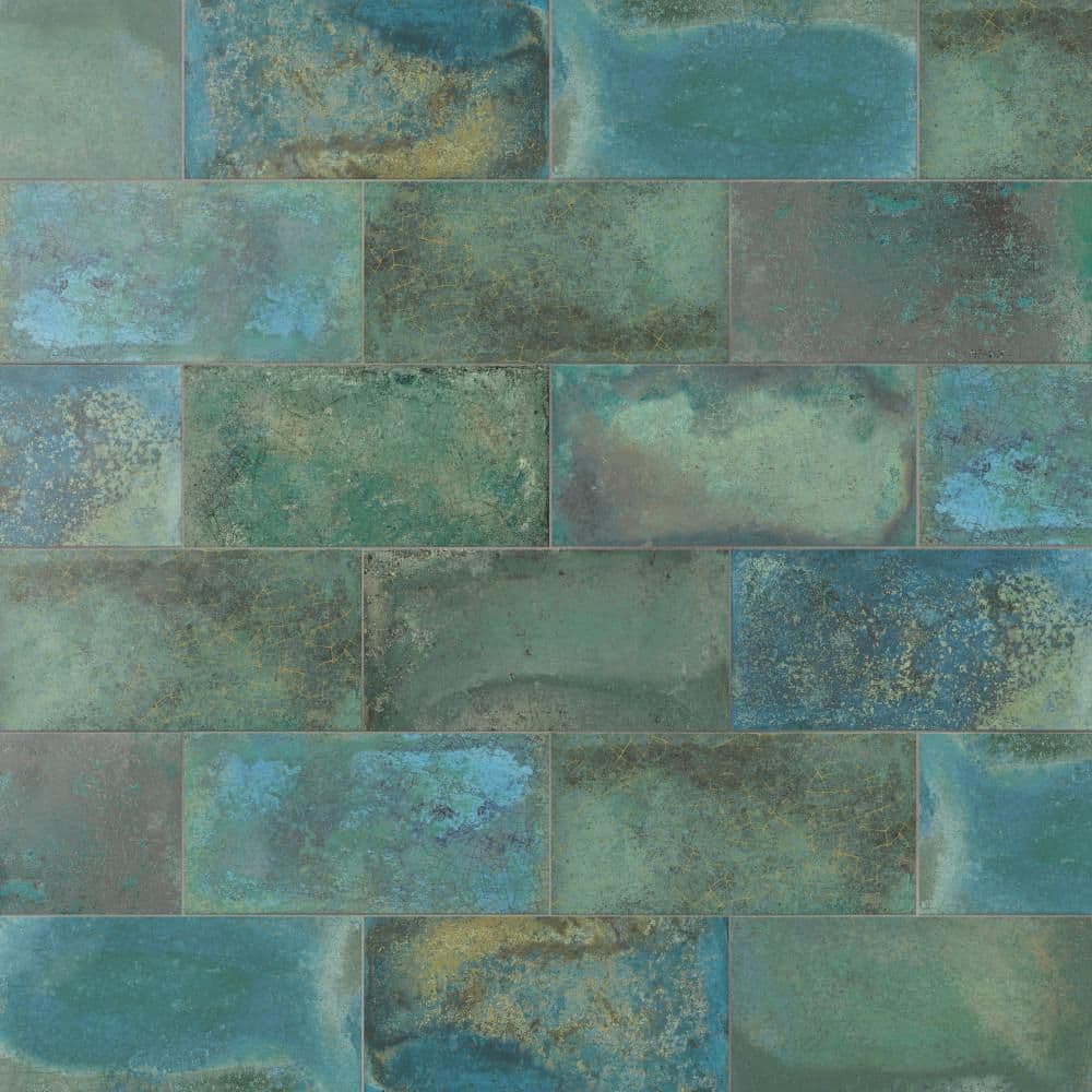 Merola Tile Atelier Volcan Green 5 in. x 9 in. Porcelain Floor and Wall ...