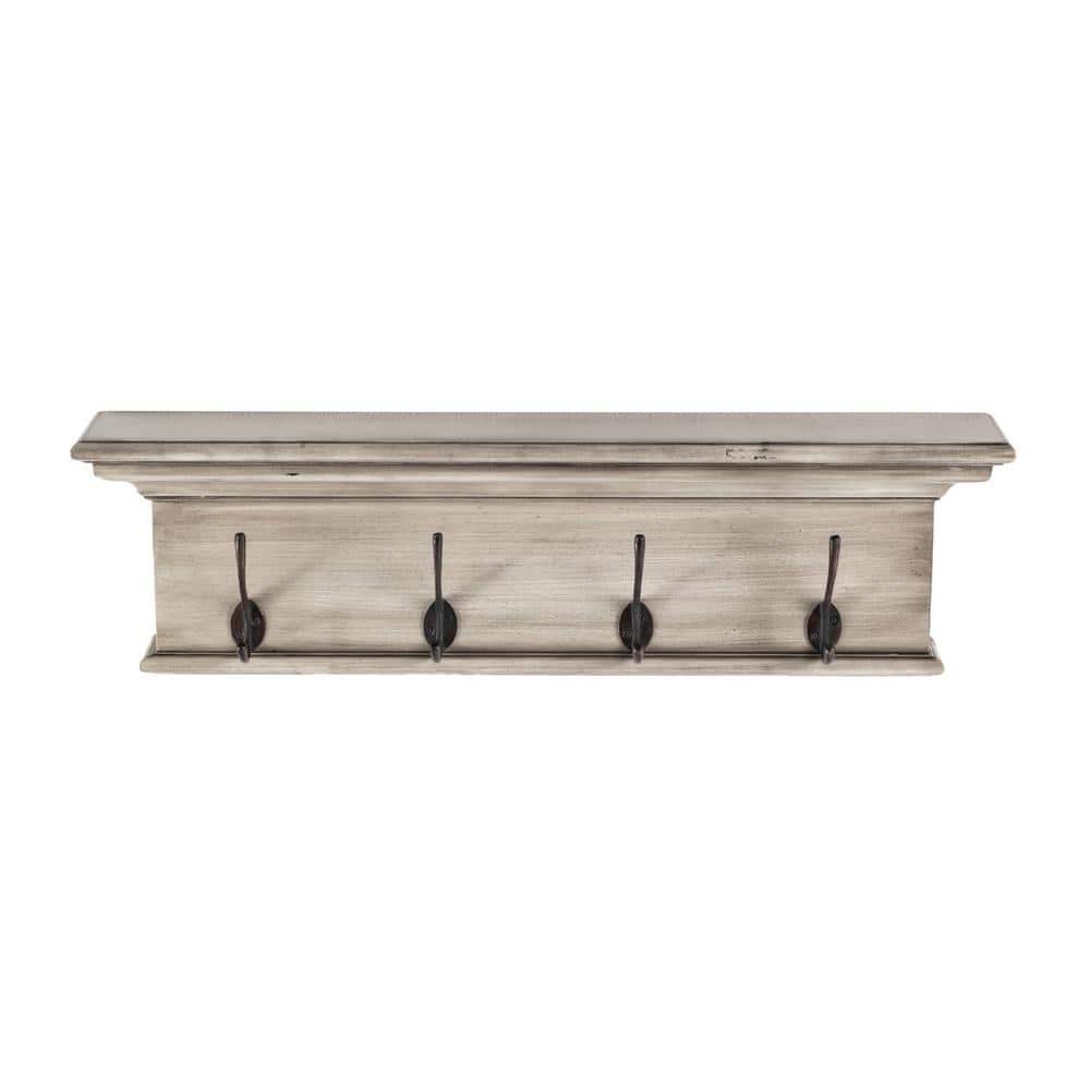 HomeRoots Charlie 27.56 in. White Rustic Wall-Mounted with Shelf ...