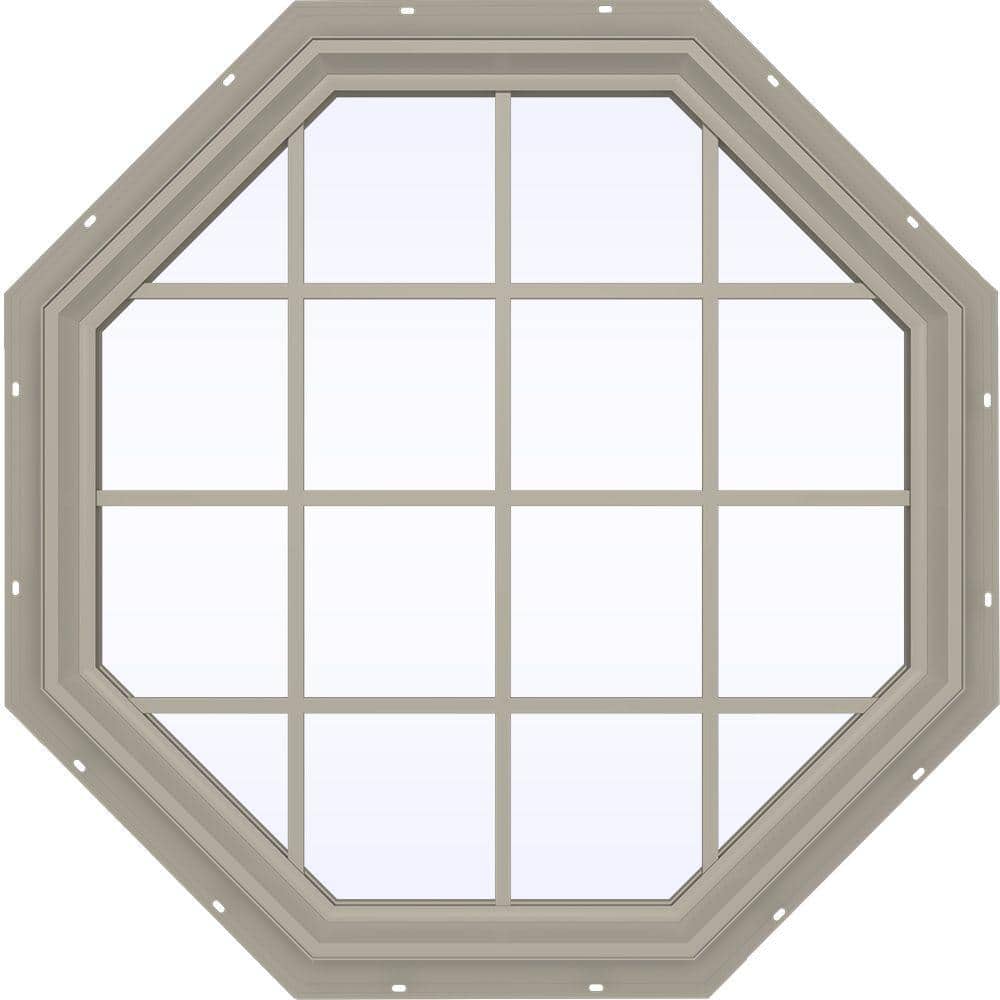 JELD-WEN 47.5 in. x 47.5 in. V-2500 Series Desert Sand Vinyl Fixed ...