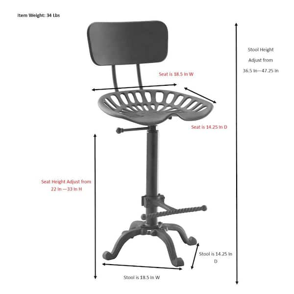 Carolina Cottage August 24 in. to 30 in. High Industrial Adjustable Tractor Seat Stool 3400WB IND