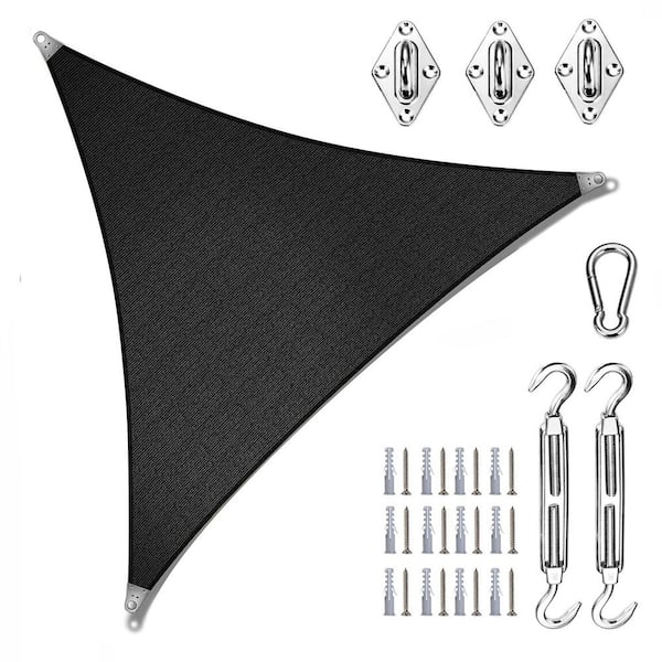 AMGO Super Ring 26 ft. x 26 ft. x 26 ft. Triangle Sun Shade Sail with ...