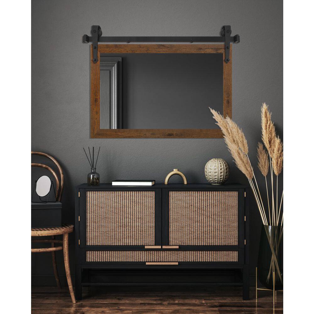 Rayne Mirrors (56 in. W x 33 in. H) Light Brown Modern Rustic Mirror ...