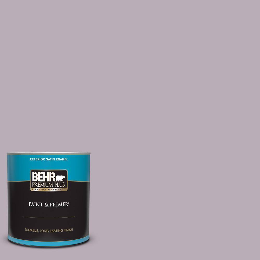BEHR PREMIUM PLUS 1 qt. #670F-4 Silverberry Satin Enamel Exterior Paint ...