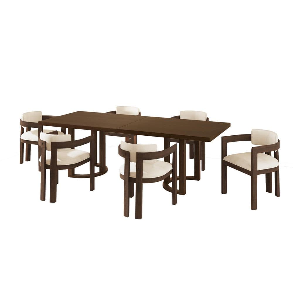 CHRISTOPHER KNIGHT HOME Odom 7-Piece Walnut plus Beige Rectangular Wood ...