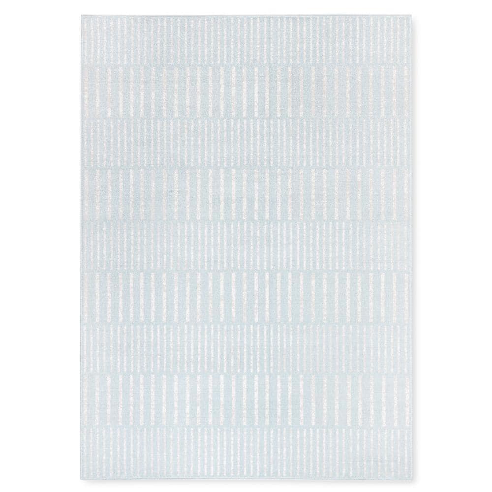 Tommy Bahama Poolside Off Stripe Blue/Ivory 3 ft. x 5 ft. Indoor ...