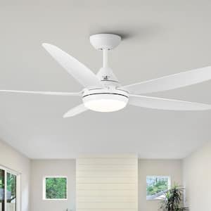 YUHAO 56 in. Indoor Dimmable Integrated LED Black Ceiling Fan with ...
