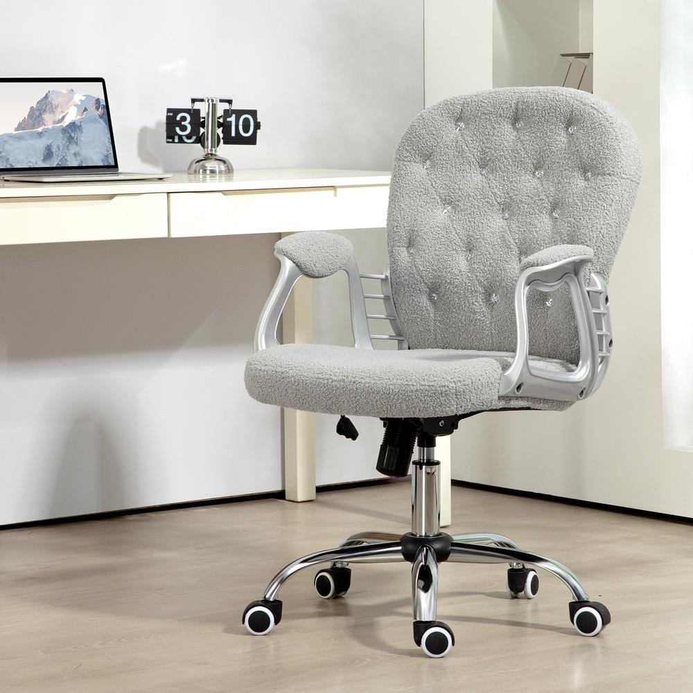Reviews for HOMCOM Button Tufted Polyester Home Office Chair with ...