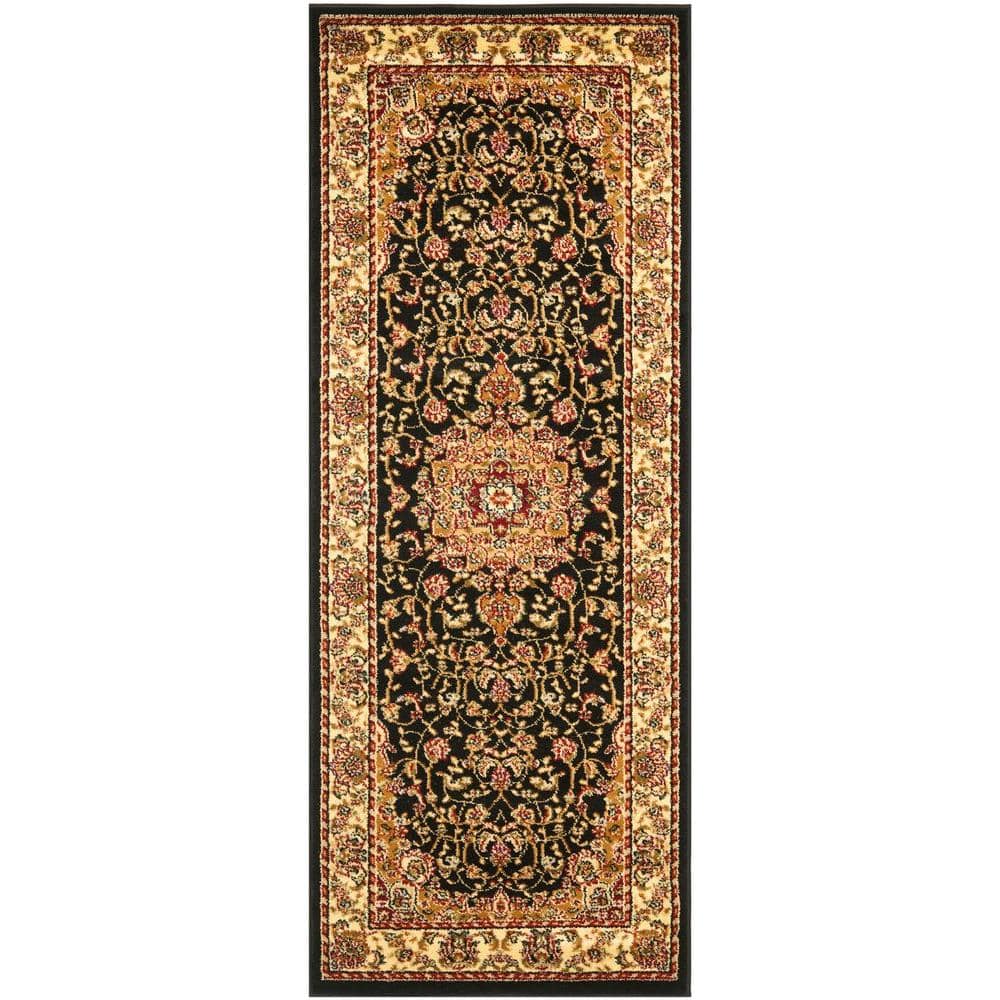 SAFAVIEH Lyndhurst Black/Ivory 2 ft. x 6 ft. Floral Border Antique ...