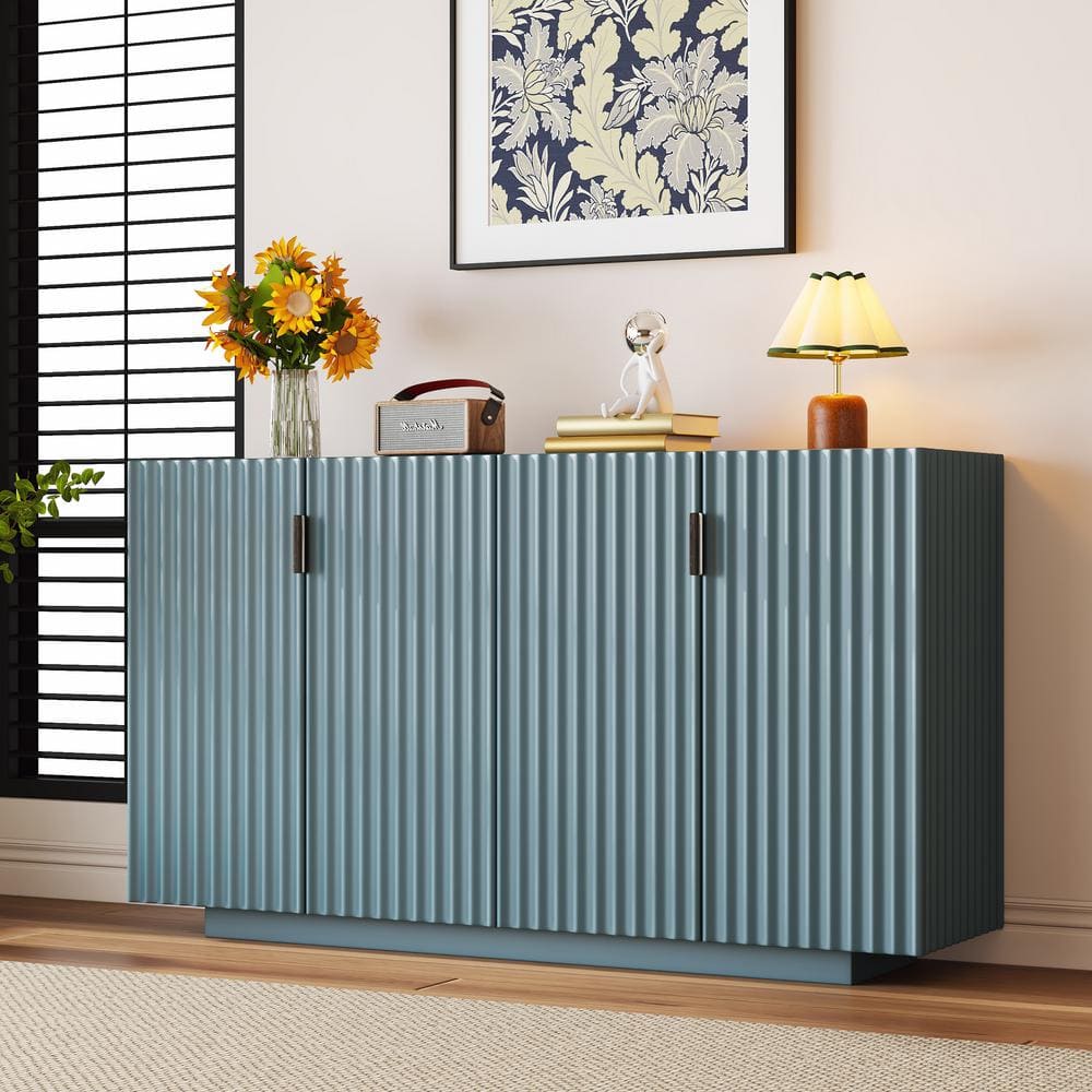 Harper & Bright Designs Antique Blue Wood 59.8 in. Sideboard with ...
