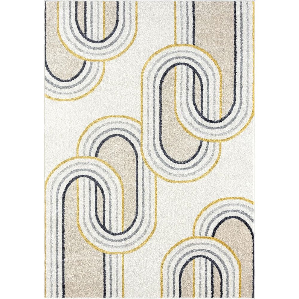 Abani Deco Cream 7 ft. 9 in. x 10 ft. 2 in. Geometric Polypropylene Area Rug DEC190A-8 - The ...