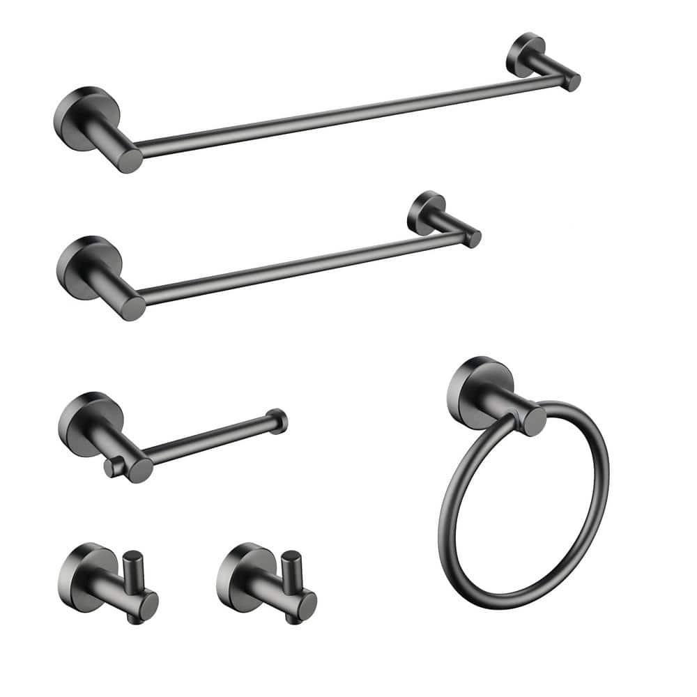 Tenleaf 6-Piece Aluminium Bath Hardware Set with Towel Bar, Towel Ring ...