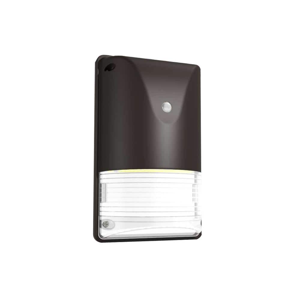 MEDINAH POWER 150-Watt Equivalent Integrated LED Bronze Overdoor Wallpack Light, 4000 Lumens ...