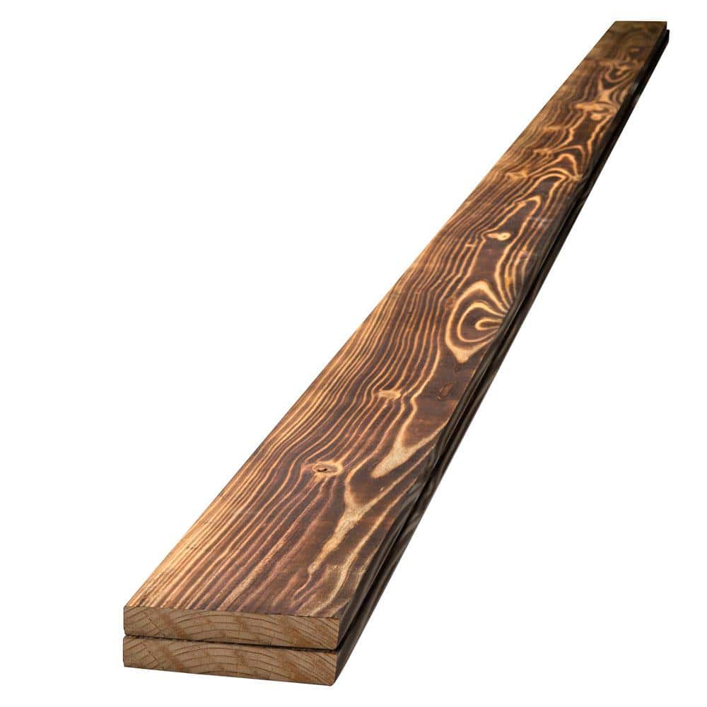 Edge 1 in. x 4 in. x 8 ft. Charred Wood Natural Pine Trim Board (2-Pack ...