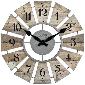 FirsTime & Co. 27 in. Brown Emmett Farmhouse Shiplap Clock 31204 - The ...