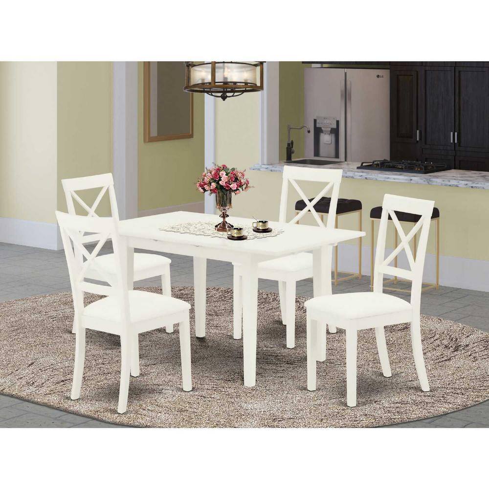 East West Furniture 5-Piece Buttermilk and Cherry Solid Wood Top ...