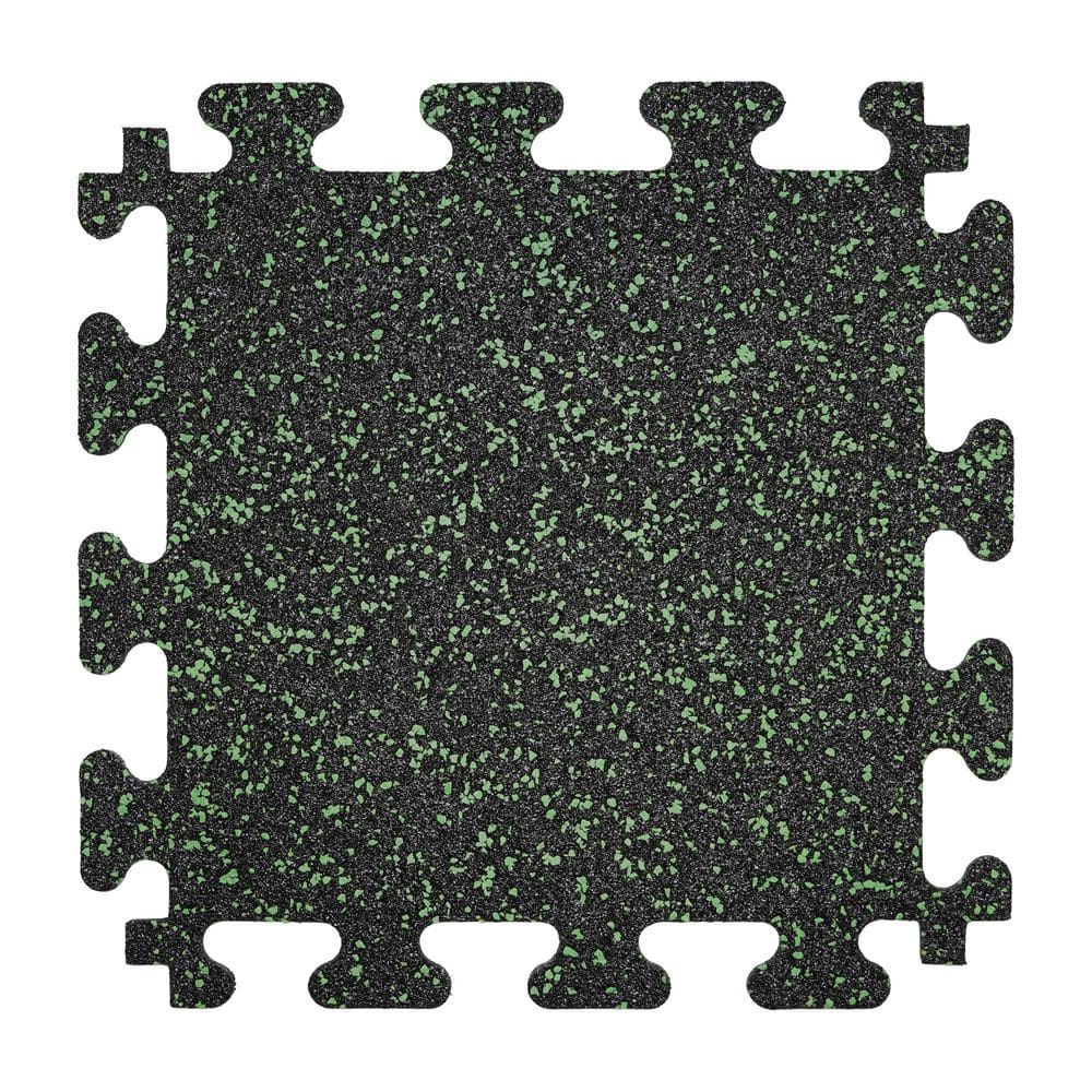 Rubber Gym Tiles with Seafoam Colored Flake 18 .in x 18 .in 8 mm Thick ...