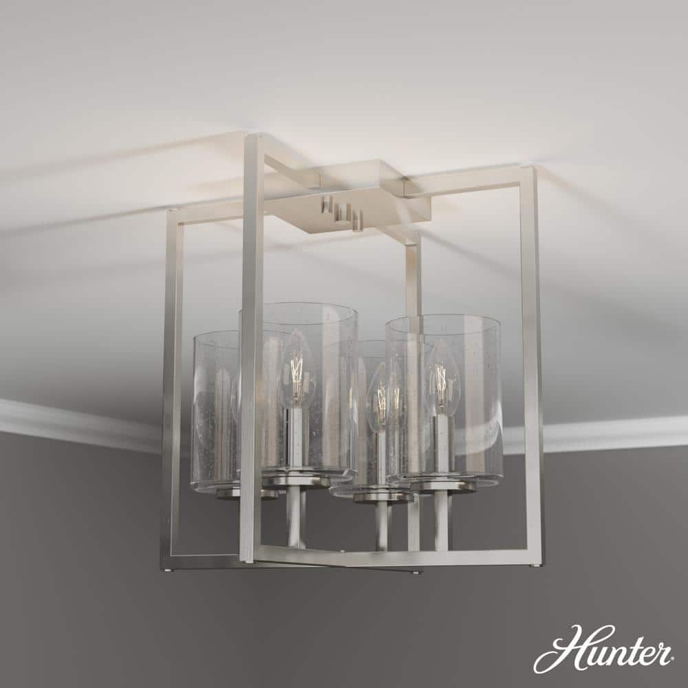 Hunter Kerrison 14.5 in. 4-Light Brushed Nickel Semi- Flush Mount 19547 ...