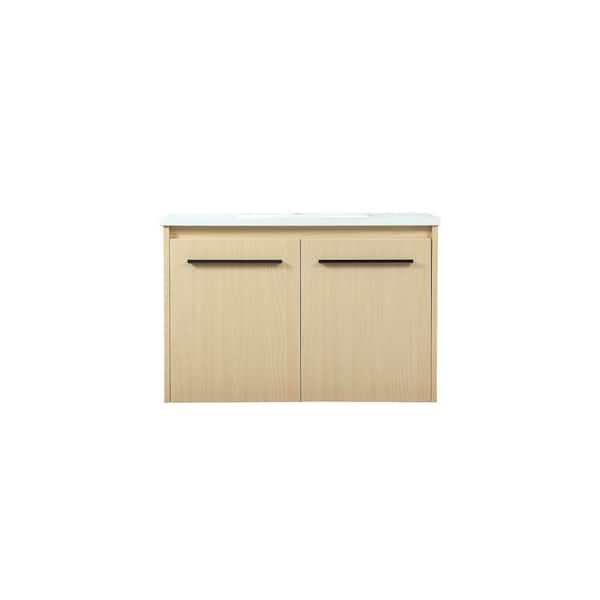 Timeless Home 30 in. W Single Bath Vanity in Maple with Engineered ...
