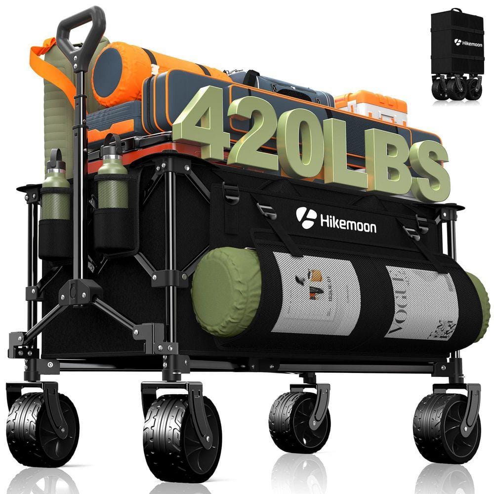 Primehome 420 lb Capacity Collapsible Wagon, 150L Large with Auto ...