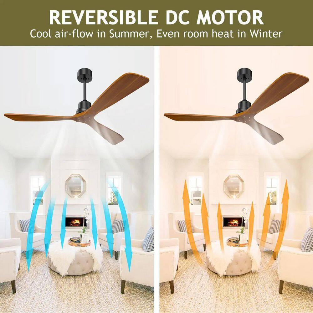 Buy Modern Elegant 60 in. Brown Indoor Outdoor Ceiling Fan with Remote ...