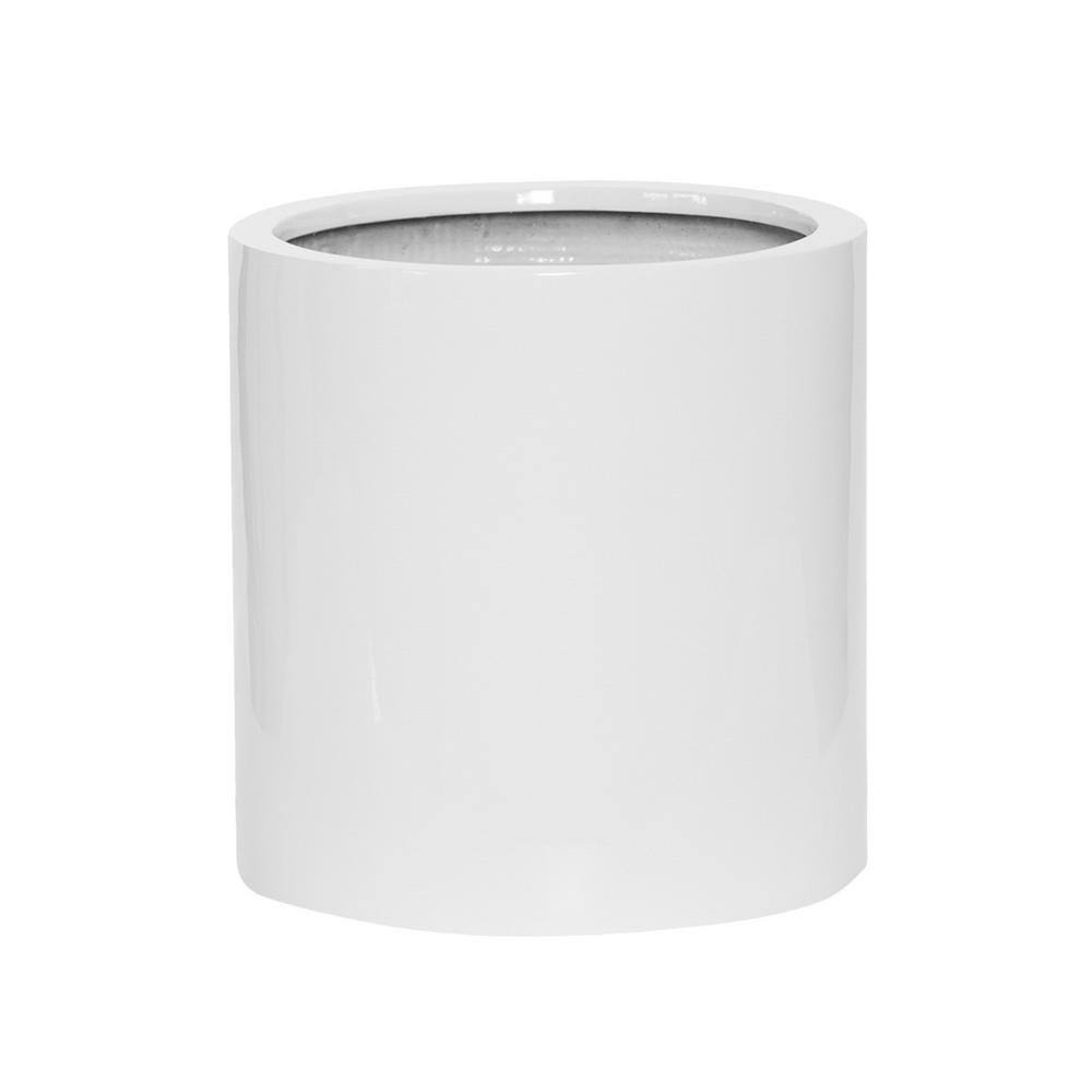 PotteryPots Small 11.8 in. Tall Glossy White Max Fiberstone Indoor ...
