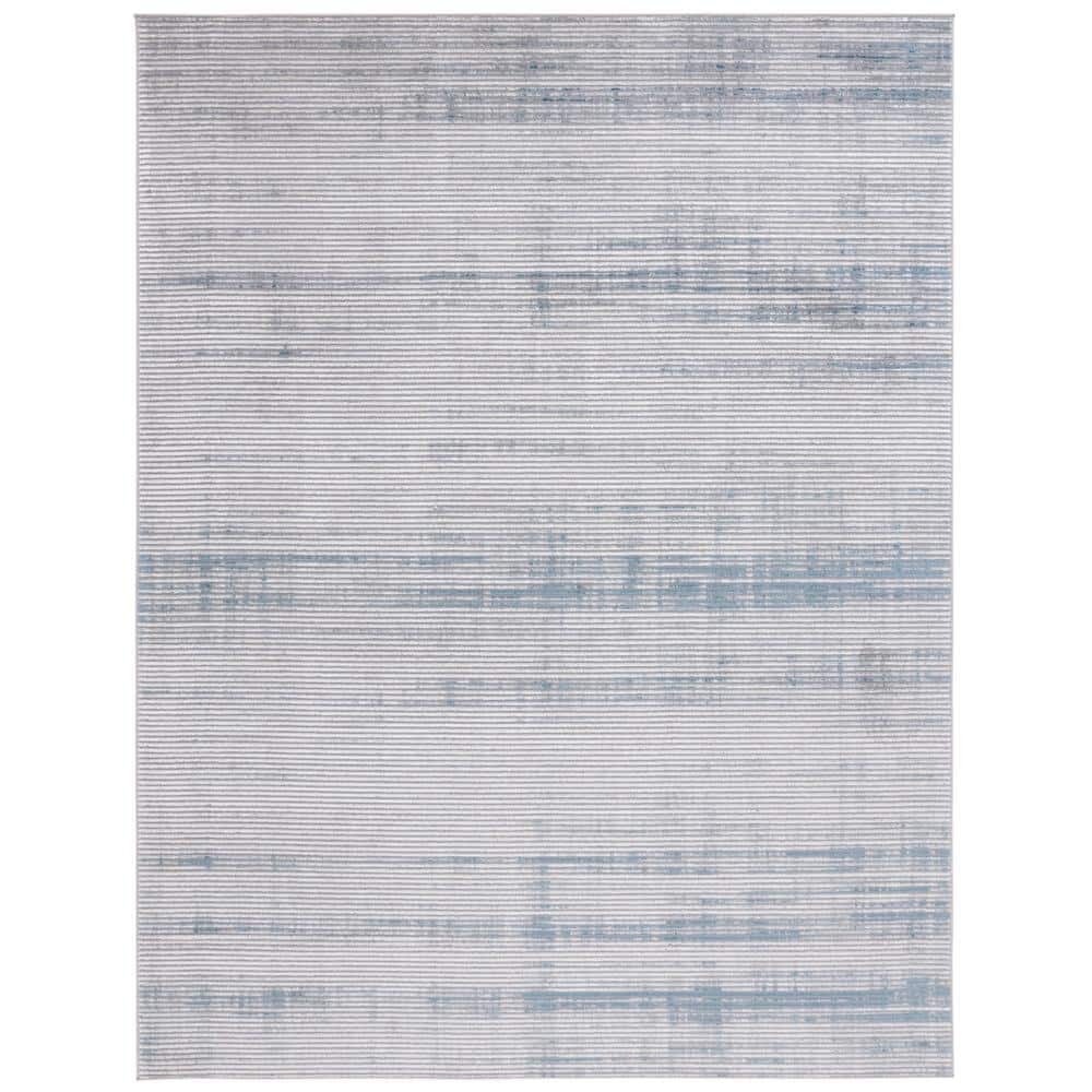 SAFAVIEH Martha Stewart Gray/Blue 9 ft. x 12 ft. Muted Striped Area Rug ...
