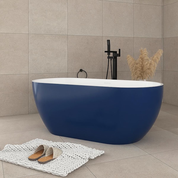 Staykiwi 65 in. x 28 in. Freestanding Soaking Bathtub with Center Drain ...