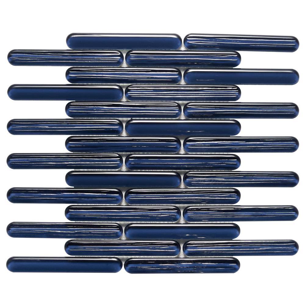 Ivy Hill Tile Reed Midnight Blue 4 in. x 0.31 in. Polished Glass Wall ...