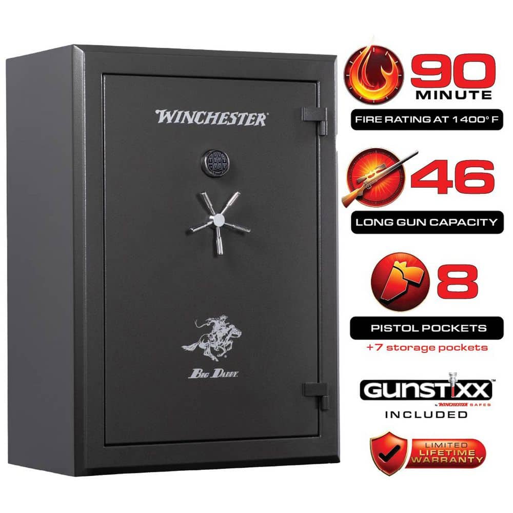 Winchester Safes Big Daddy 35.9 cu. ft. 46-Gun 90-Minute Fire Rating UL Listed Electronic Lock ...