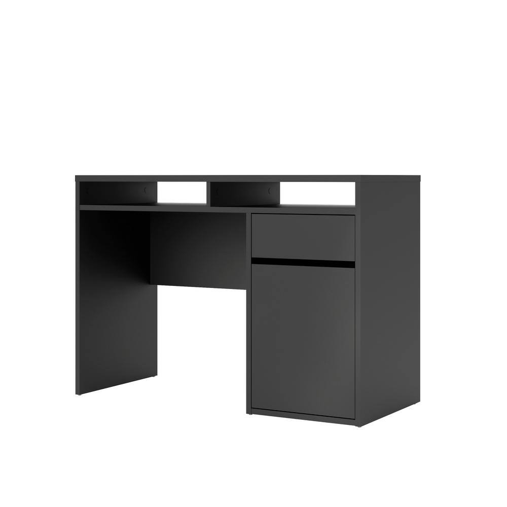 Tvilum 44 in. Rectangular Black Matte 1 Drawer Writing Desk with ...