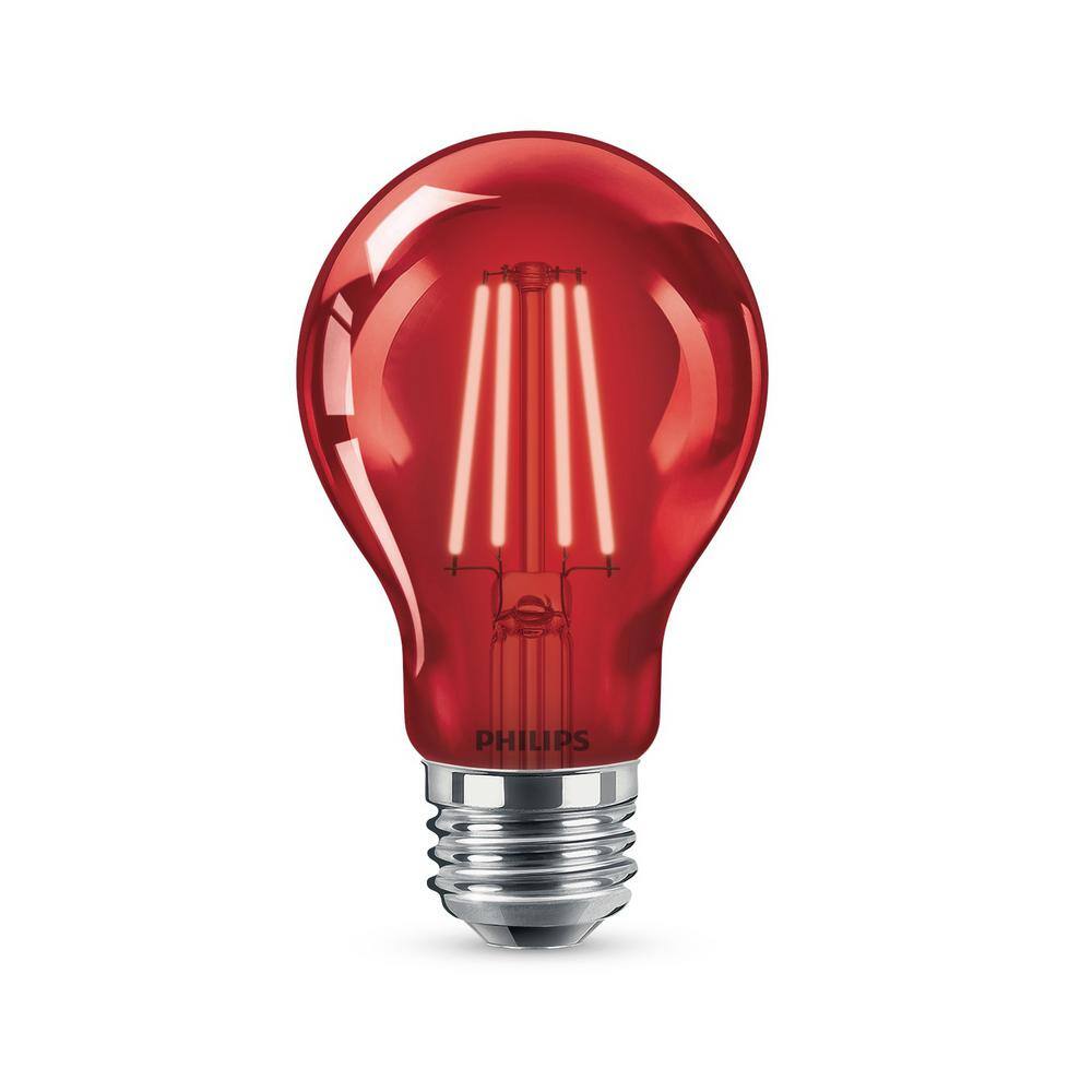 Philips 40-Watt Equivalent A19 Non-Dimmable E26 LED Light Bulb Red (1 ...