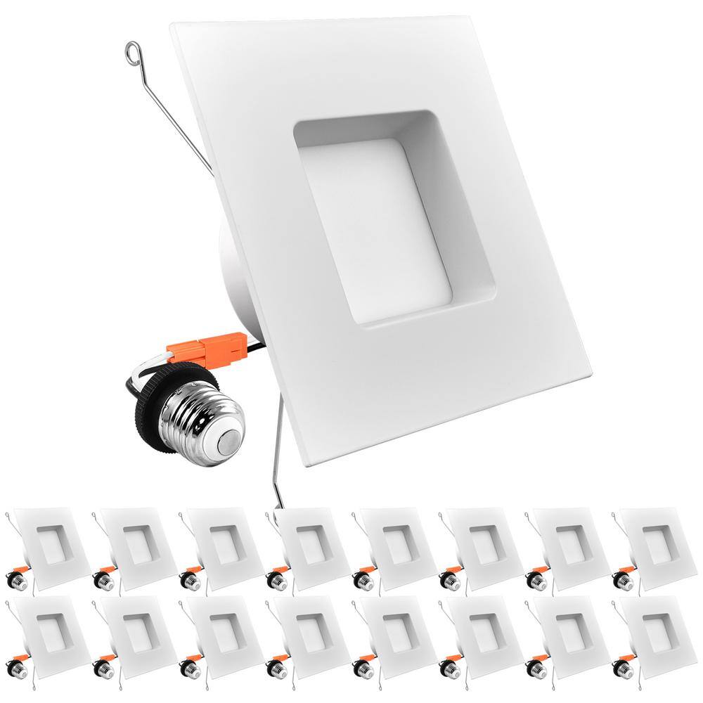 LUXRITE 6 in. Square LED Can Light 14W=90W 5 Color Selectable Remodel ...