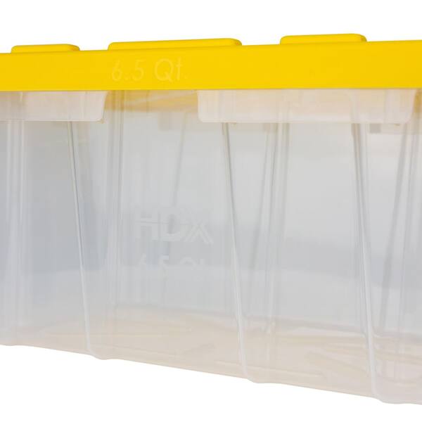 HDX 6.5-Qt Tough Storage Tote in Clear with Yellow Lid 999-6QT-C-HDX ...