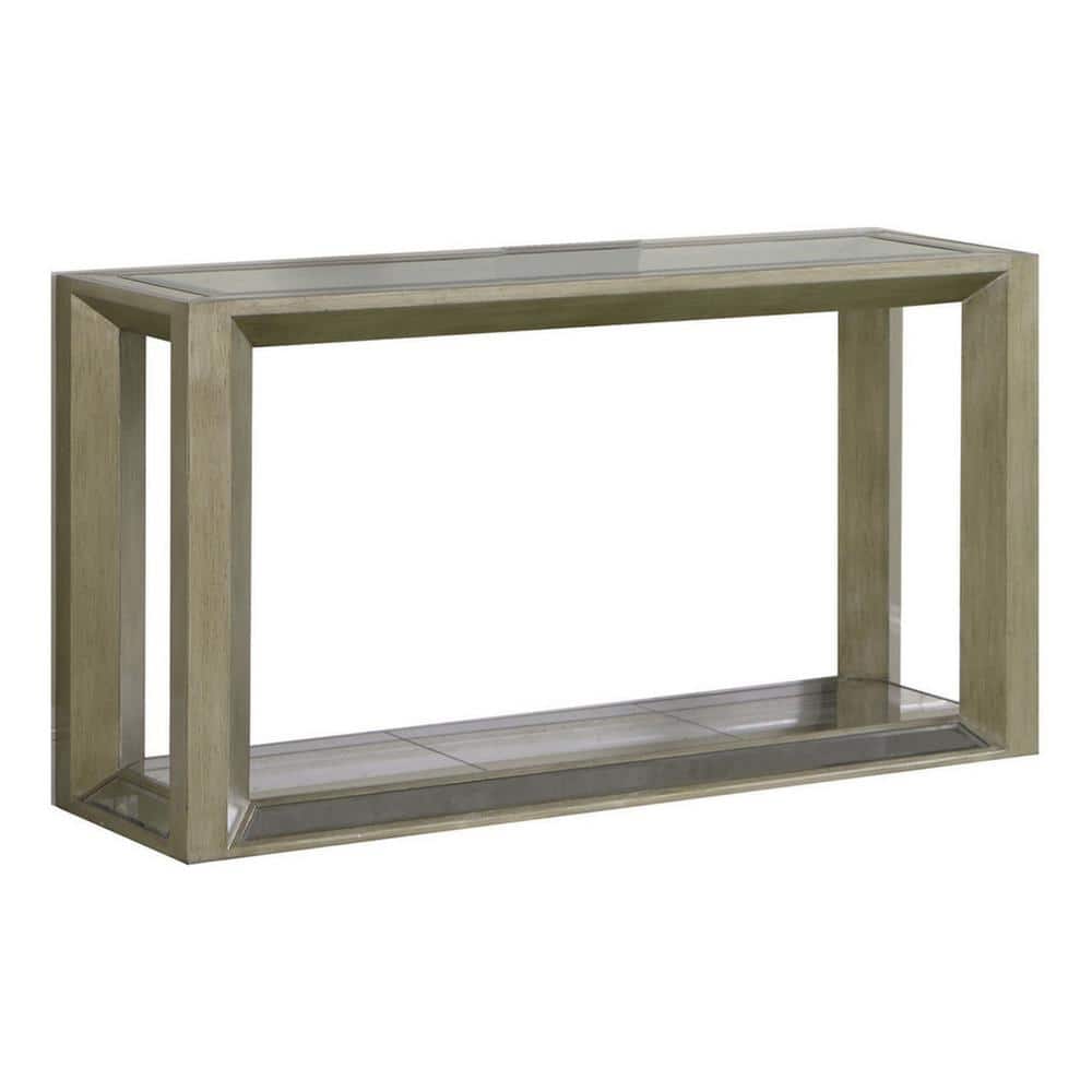 Best Master Furniture Billy 50 in. Dull Gold Rectangle Glass Console ...
